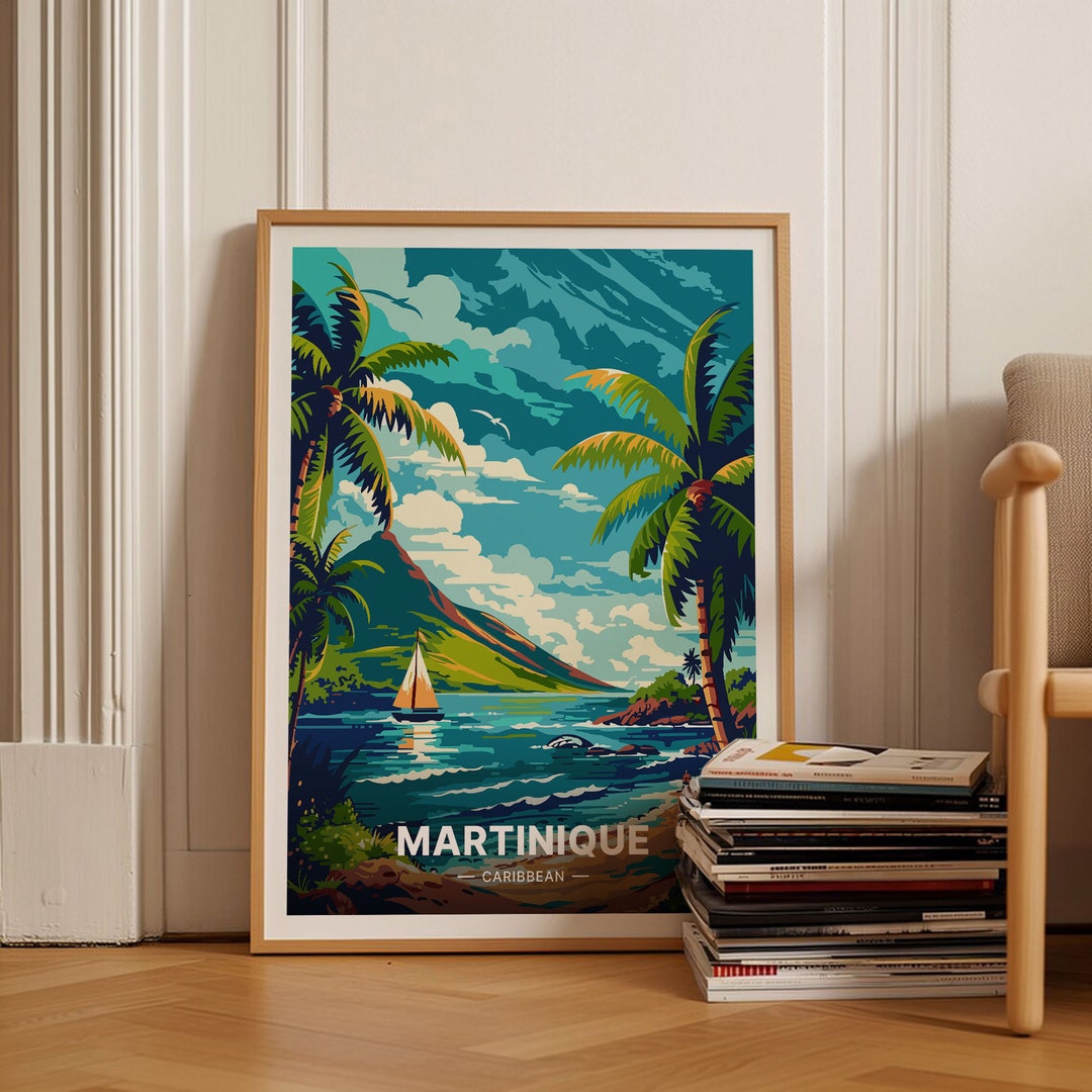 Martinique Travel Poster, Caribbean Art, Tropical Wall Decor, Exotic ...