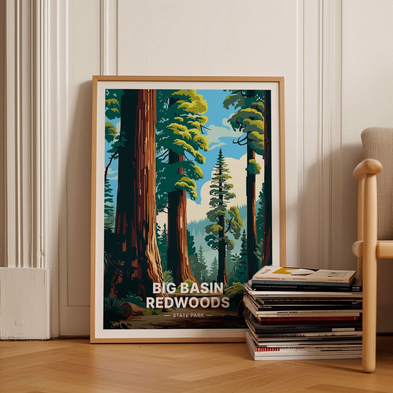 California Redwoods Poster, Travel Wall Art, Adventure Decor, C20-1251 ...