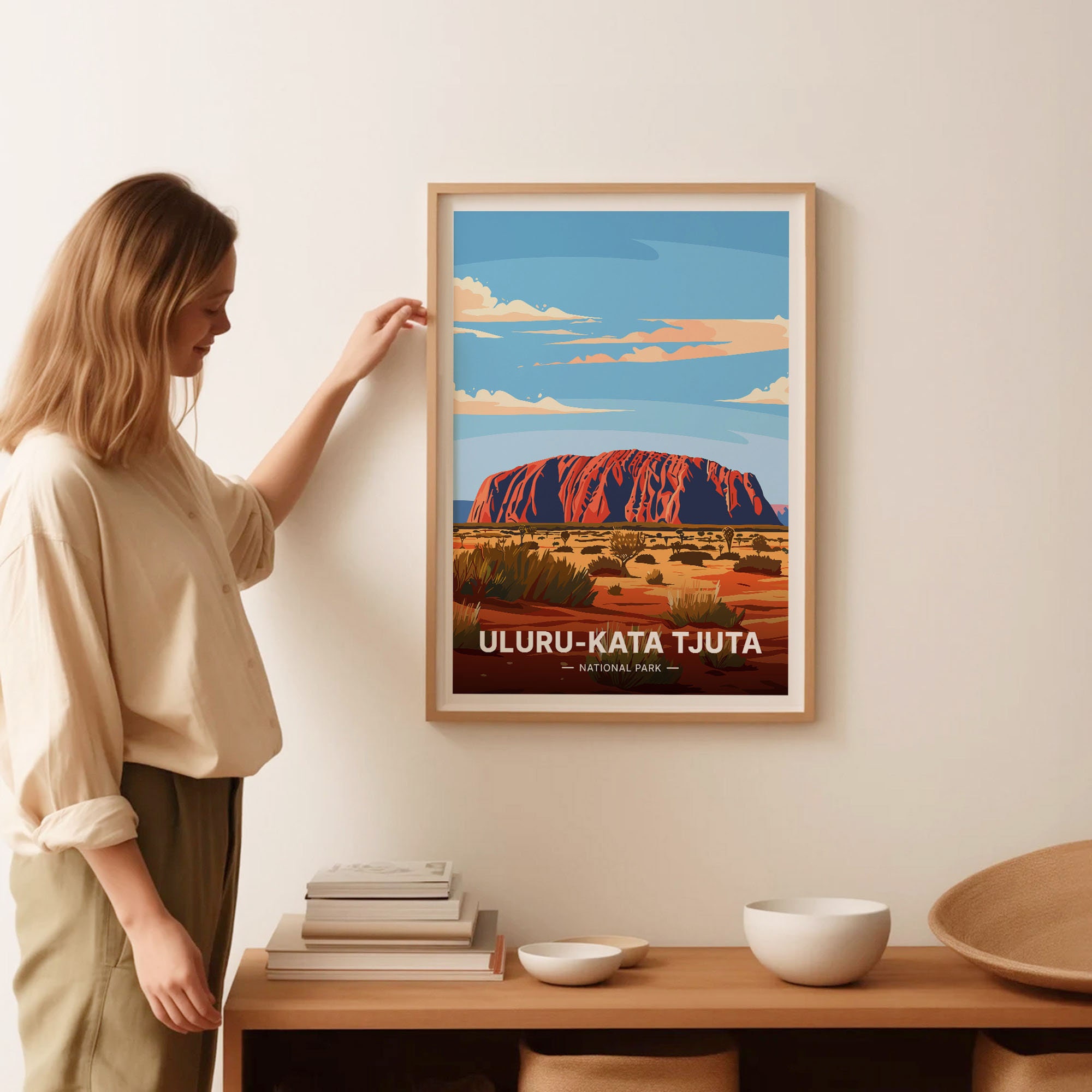 Australia Travel Poster, Uluru-kata Tjuta National Park Wall Art, Home ...