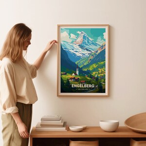 Switzerland Engelberg Travel Poster, Swiss Alps Wall Art, Scenic ...