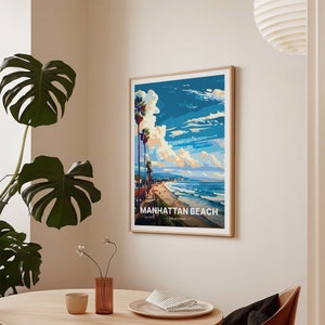 California Coastal Decor, Manhattan Beach Travel Poster, Wall Art for ...