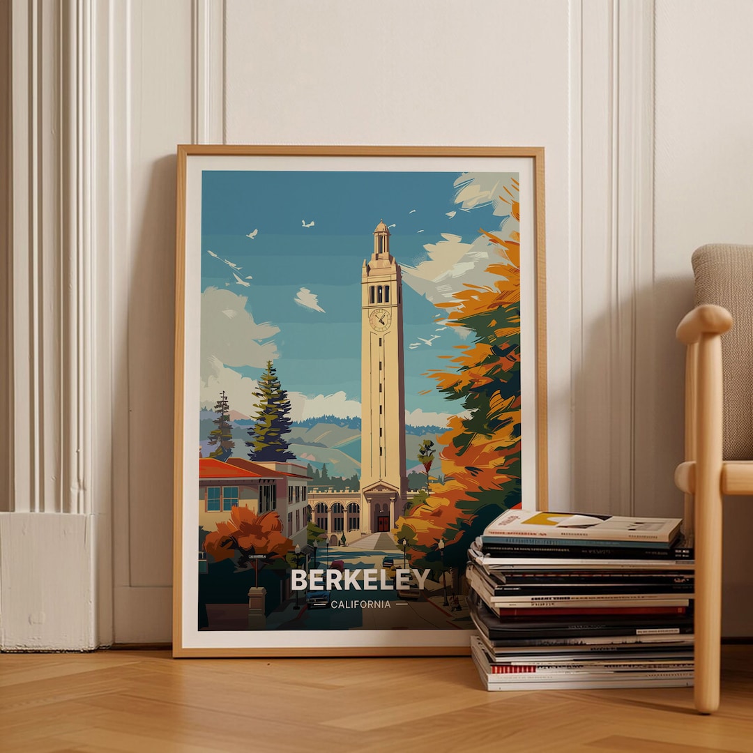 Berkeley California Travel Poster, University of California Campus Art ...