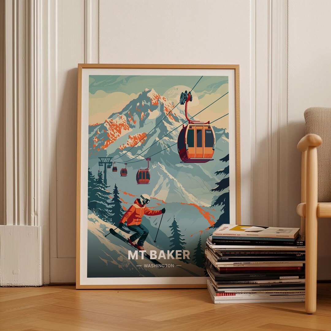 Mt Baker Ski Poster, Washington Retro Travel Art, C20-1871 - Etsy