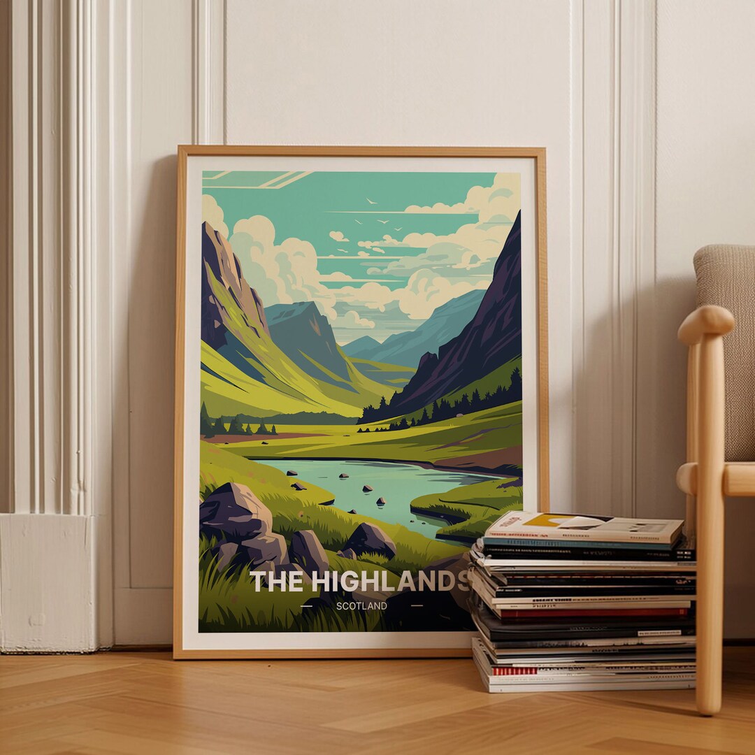 Scottish Highlands Poster, Scotland Travel Wall Art, Landscape Decor ...