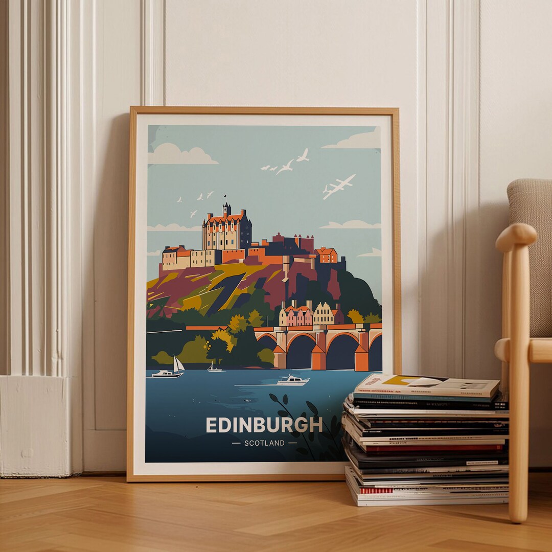 Edinburgh Castle Travel Poster, Scotland Landscape Art, C20-699 - Etsy