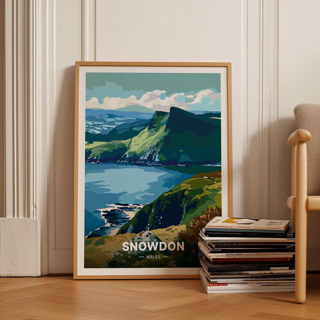 Snowdonia National Park Poster, Wales Landscape Travel Art, Hiking ...