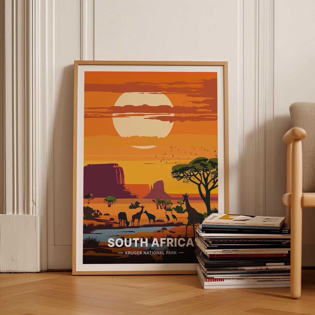 South Africa Safari Poster, Kruger National Park Travel Wall Art ...