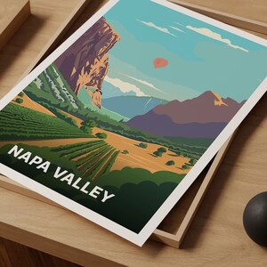 Napa Valley Vineyard Art Print, California Wine Country Travel Poster ...