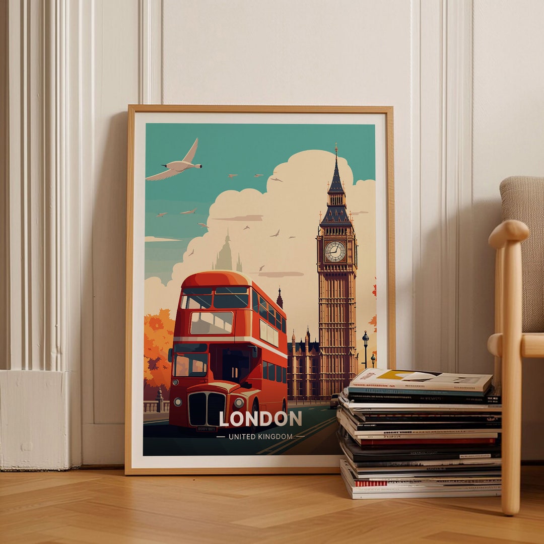 London Travel Poster, United Kingdom Decor, Big Ben Artwork, Unique ...