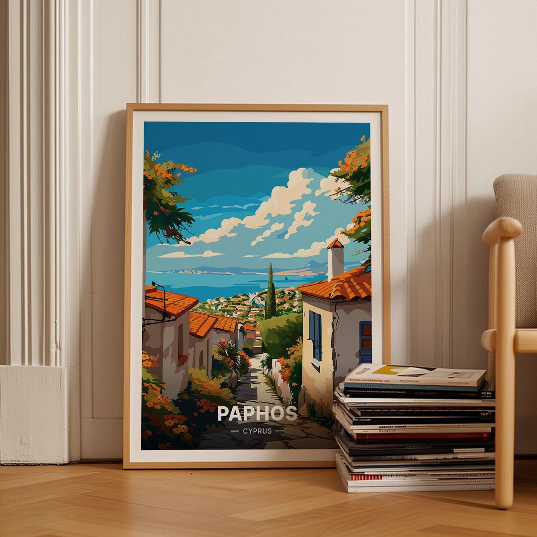 Paphos Cyprus Travel Poster, Vibrant Wall Art for Home & Office Decor ...