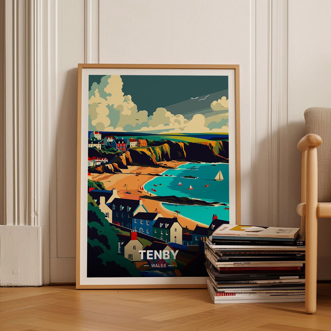 Tenby Seascape Poster, Wales Travel Wall Art, Coastal Home Decor, Gift ...