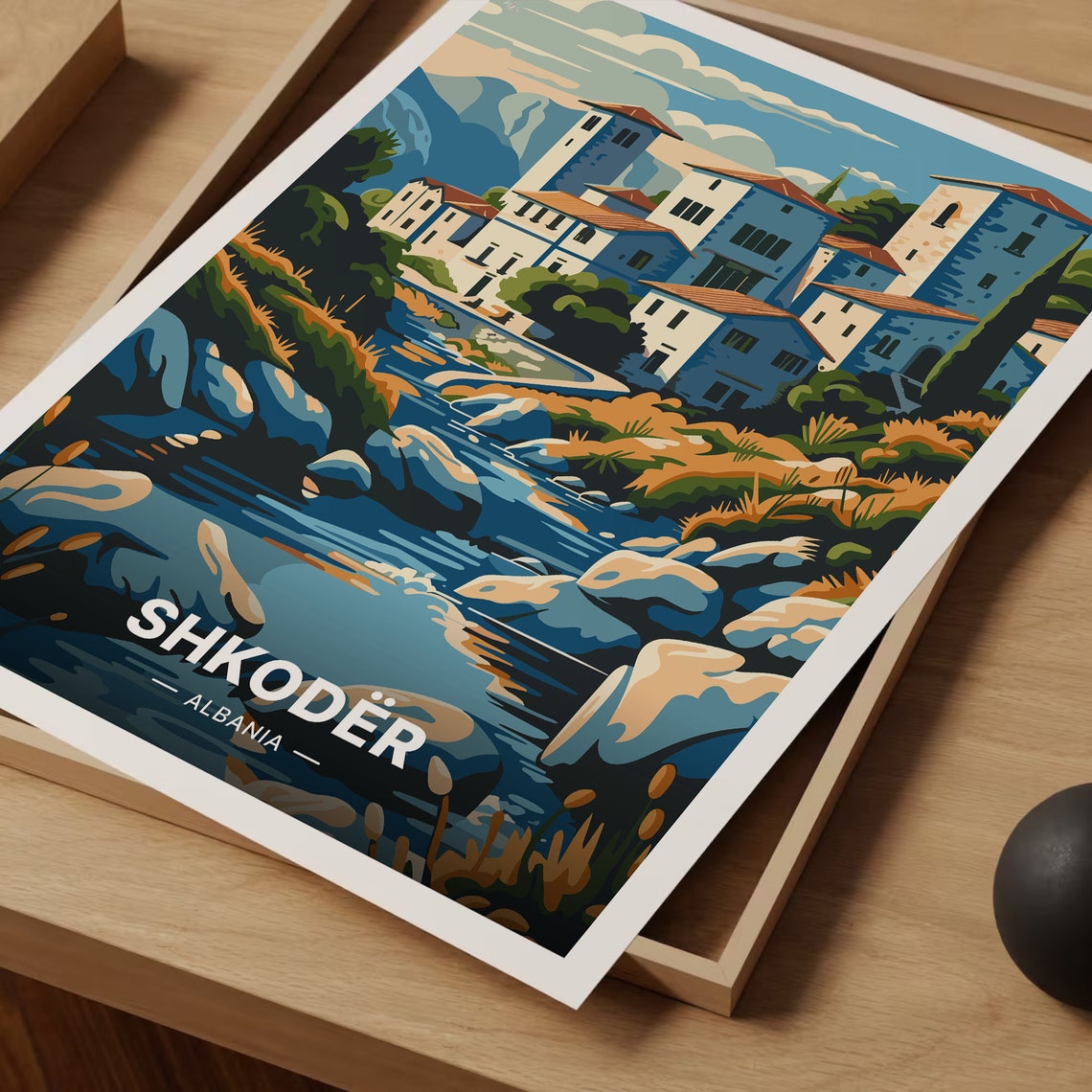 Shkodër Albania Cityscape Poster, Travel Wall Art Decor, Unique ...