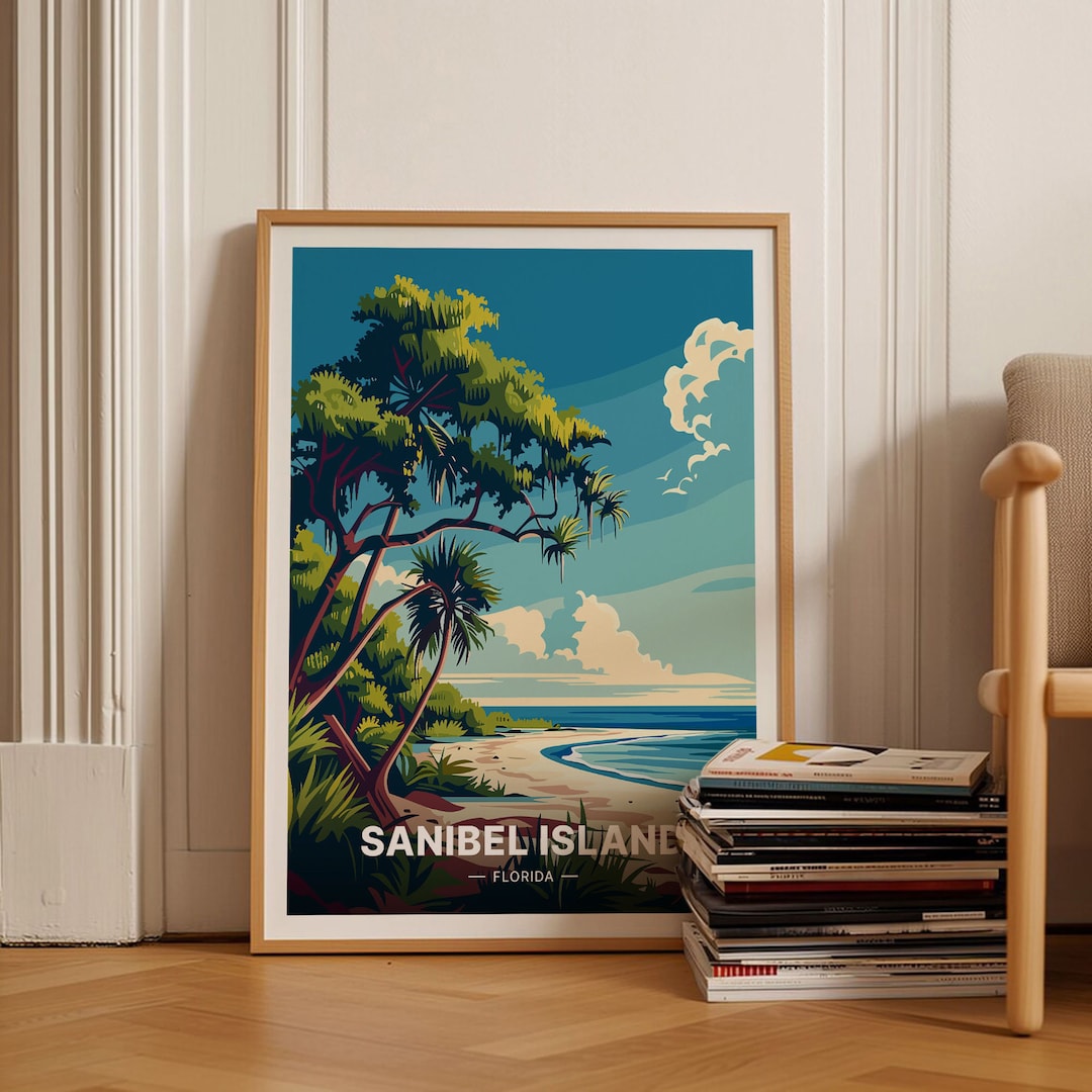 Sanibel Island Poster, Florida Travel Art, Coastal Wall Decor, Beach ...