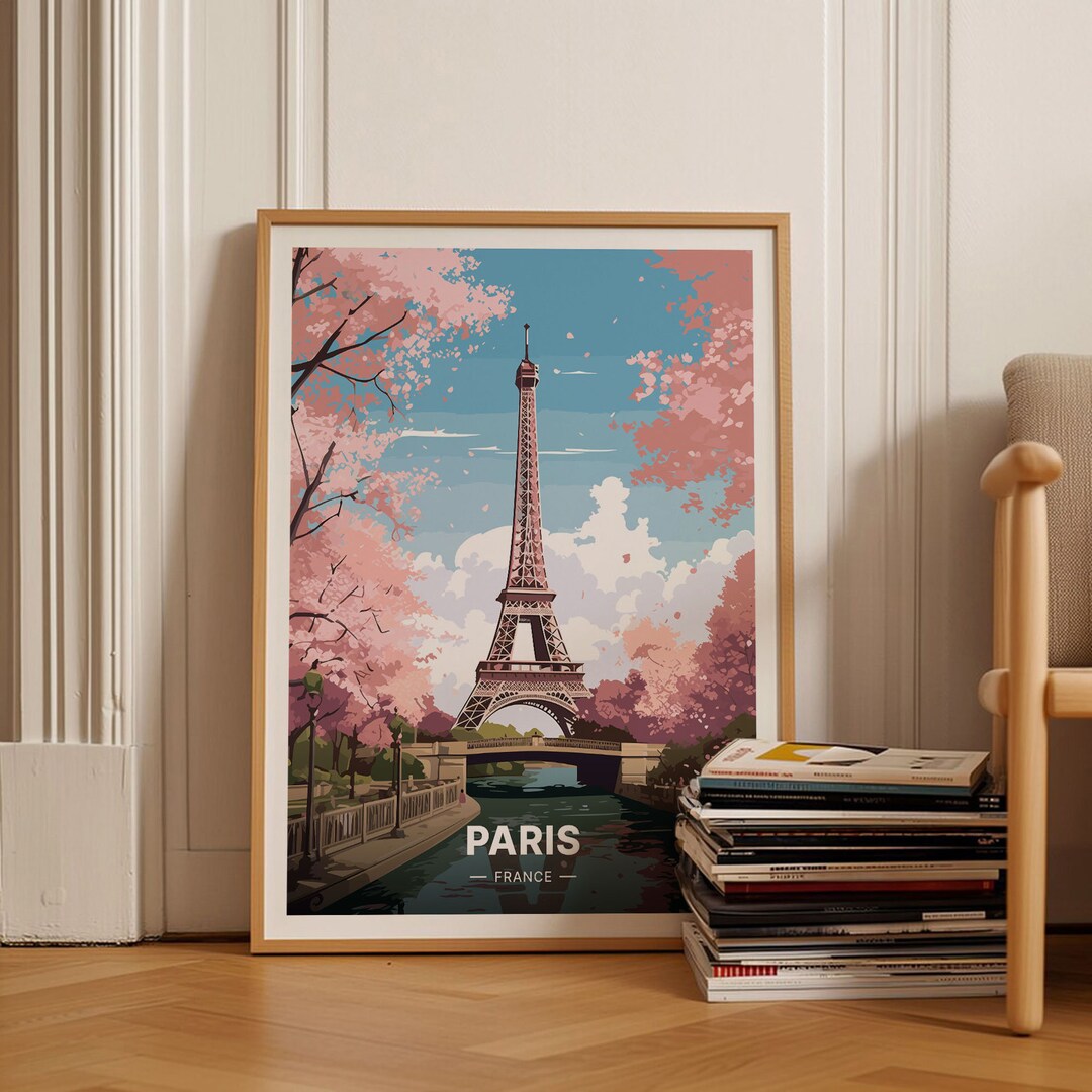 Paris Eiffel Tower Poster, Europe Scenic Travel Wall Art, French ...