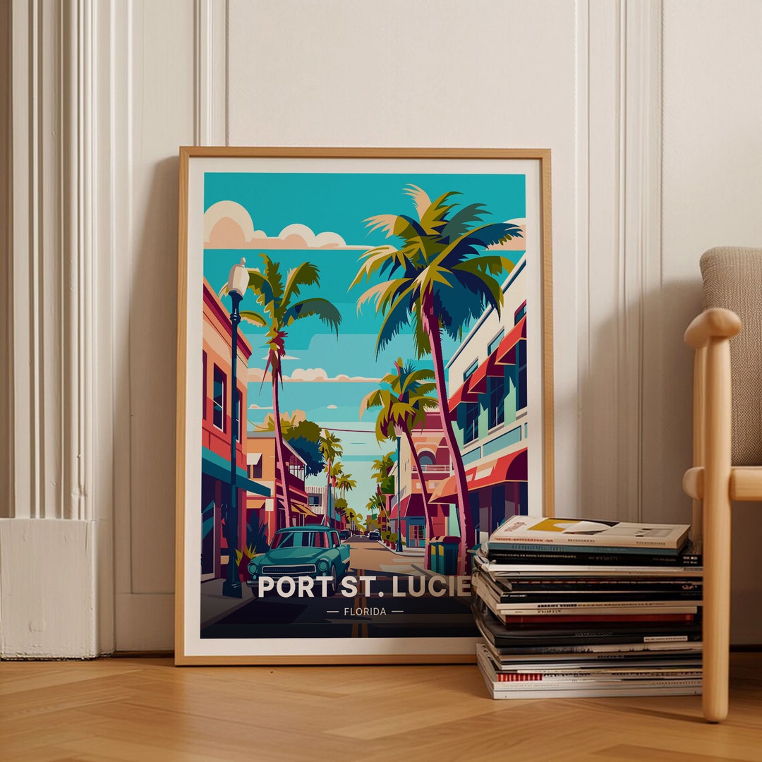 Port St. Lucie Travel Poster, Florida Beach Art, Coastal Wall Decor ...