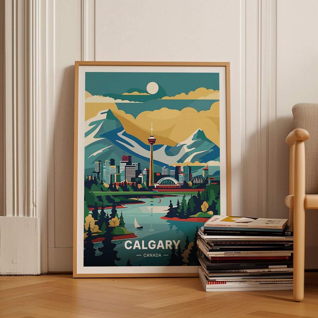 Calgary Travel Poster, Canada Vintage Style Wall Art, Ideal for Wedding ...