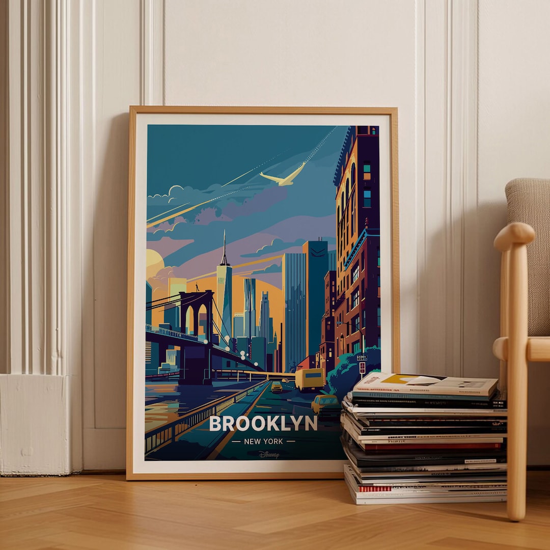 Brooklyn Bridge Art Poster, New York City Travel Decor, Unique Wedding ...