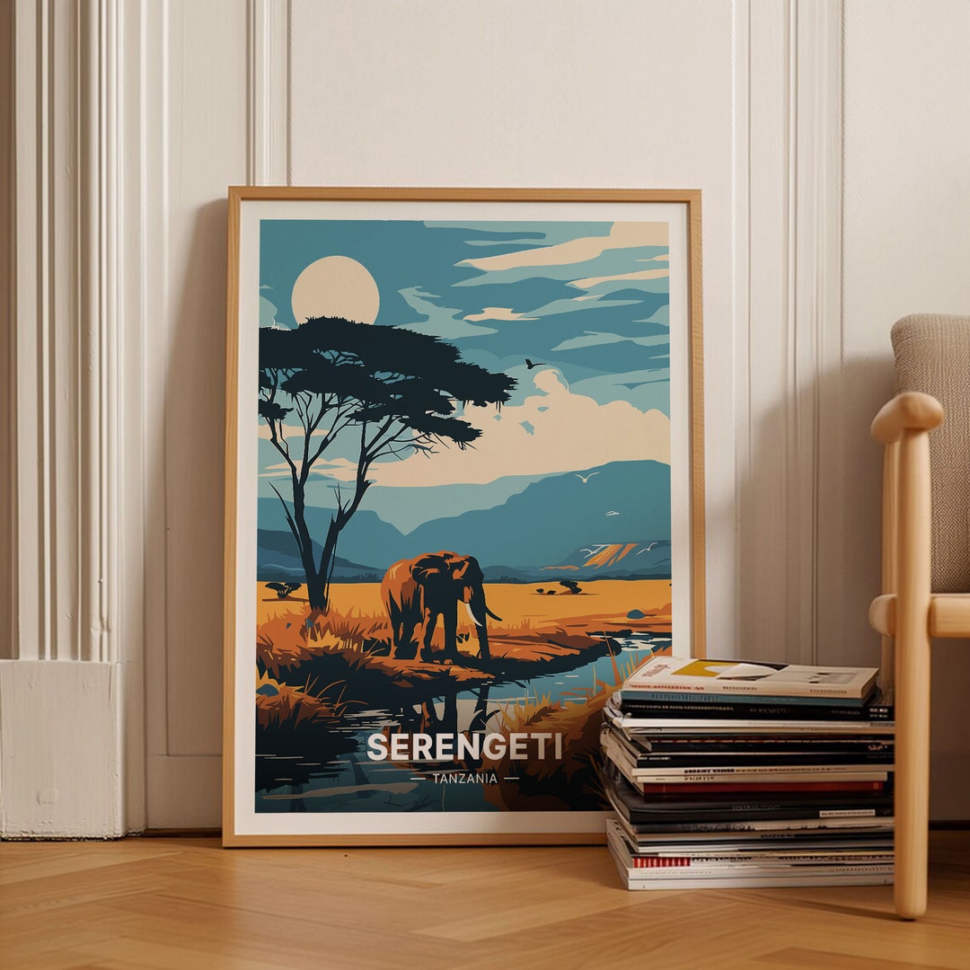 Serengeti Safari Travel Poster, Tanzania Wall Art, Unique Wedding ...