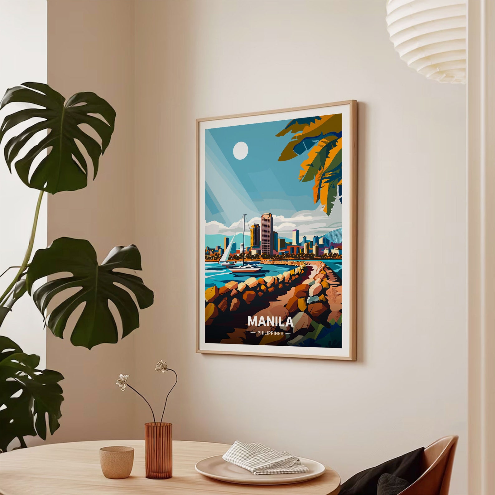 Manila Philippines Travel Poster, Modern City Skyline Art, C20-851 - Etsy