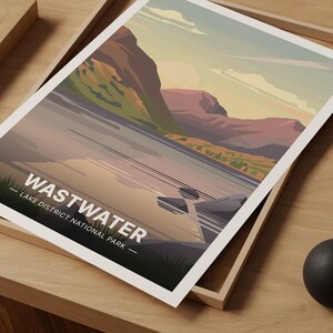 Lake District Travel Poster, Scafell Pike Hiking, Wasdale Valley Art ...