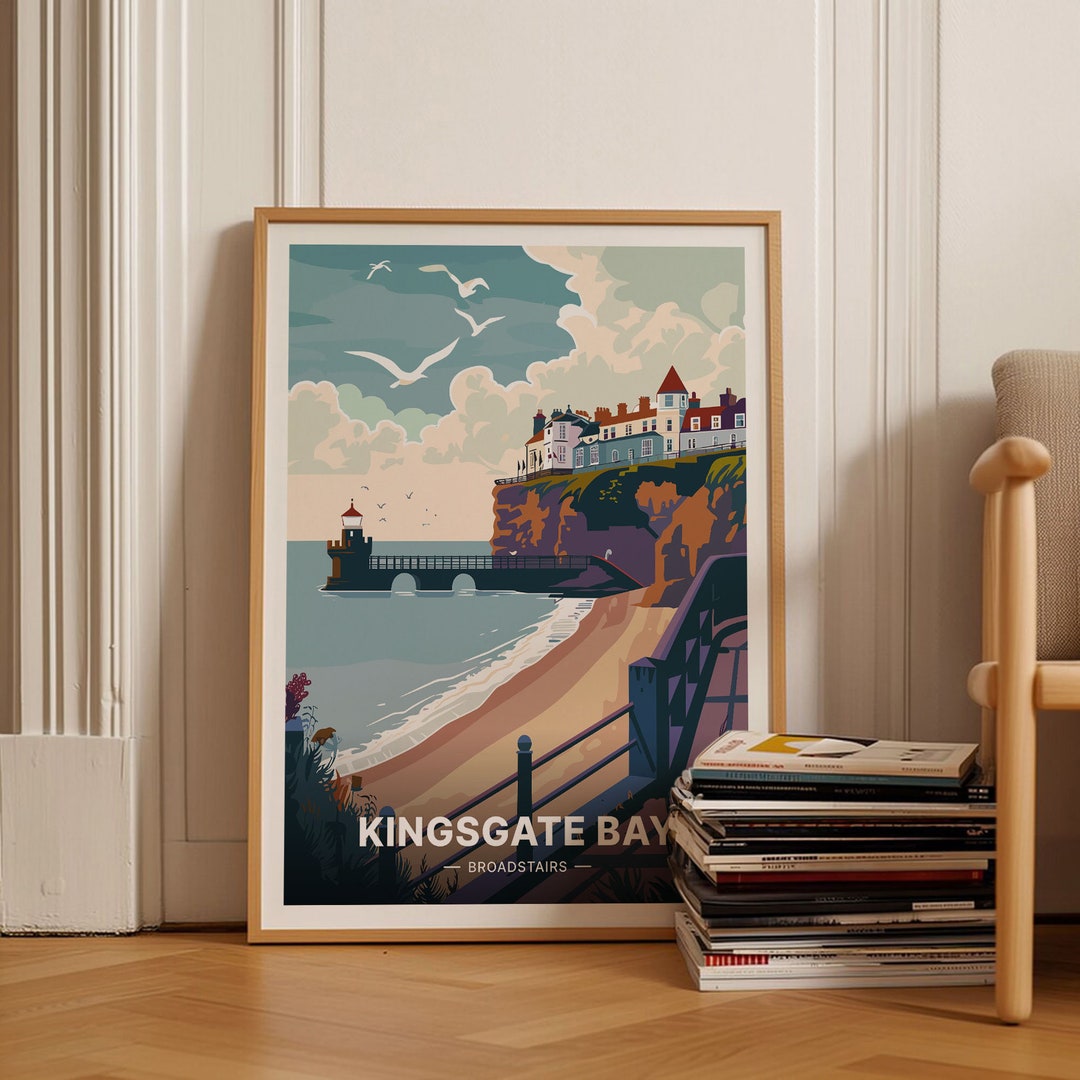Kingsgate Bay Broadstairs Poster, Viking Bay & Castle, English Seaside ...