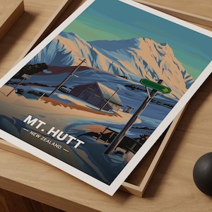 Mt Hutt Ski Resort Poster, Vintage New Zealand Travel Art, C20-1587 - Etsy