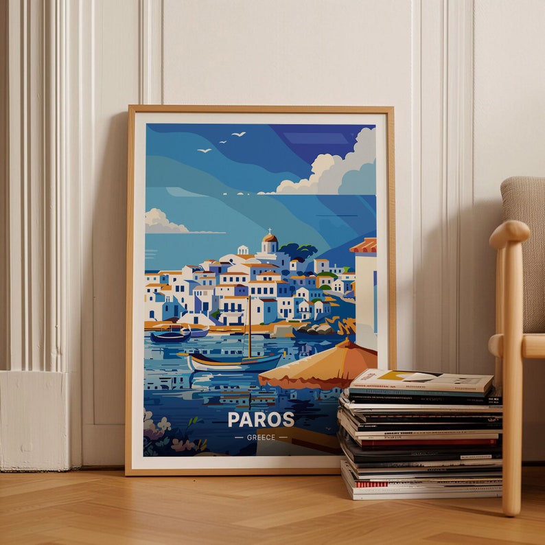 Paros Greece Travel Poster, Coastal Wall Art, C20-1005 - Etsy