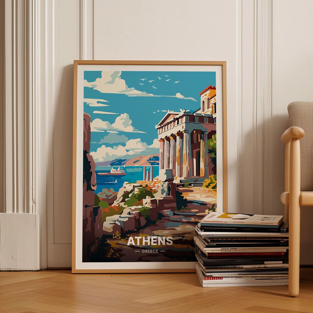 Athens Greece Travel Poster, Greek Cityscape Wall Art, C20-398 - Etsy