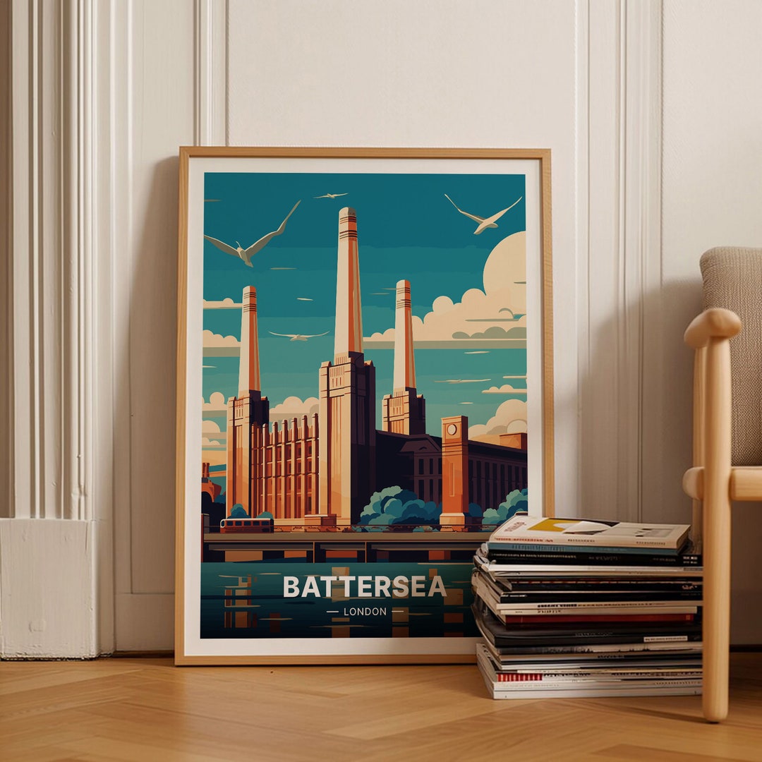 London Travel Poster, Battersea Power Station Art, Unique Home Decor ...