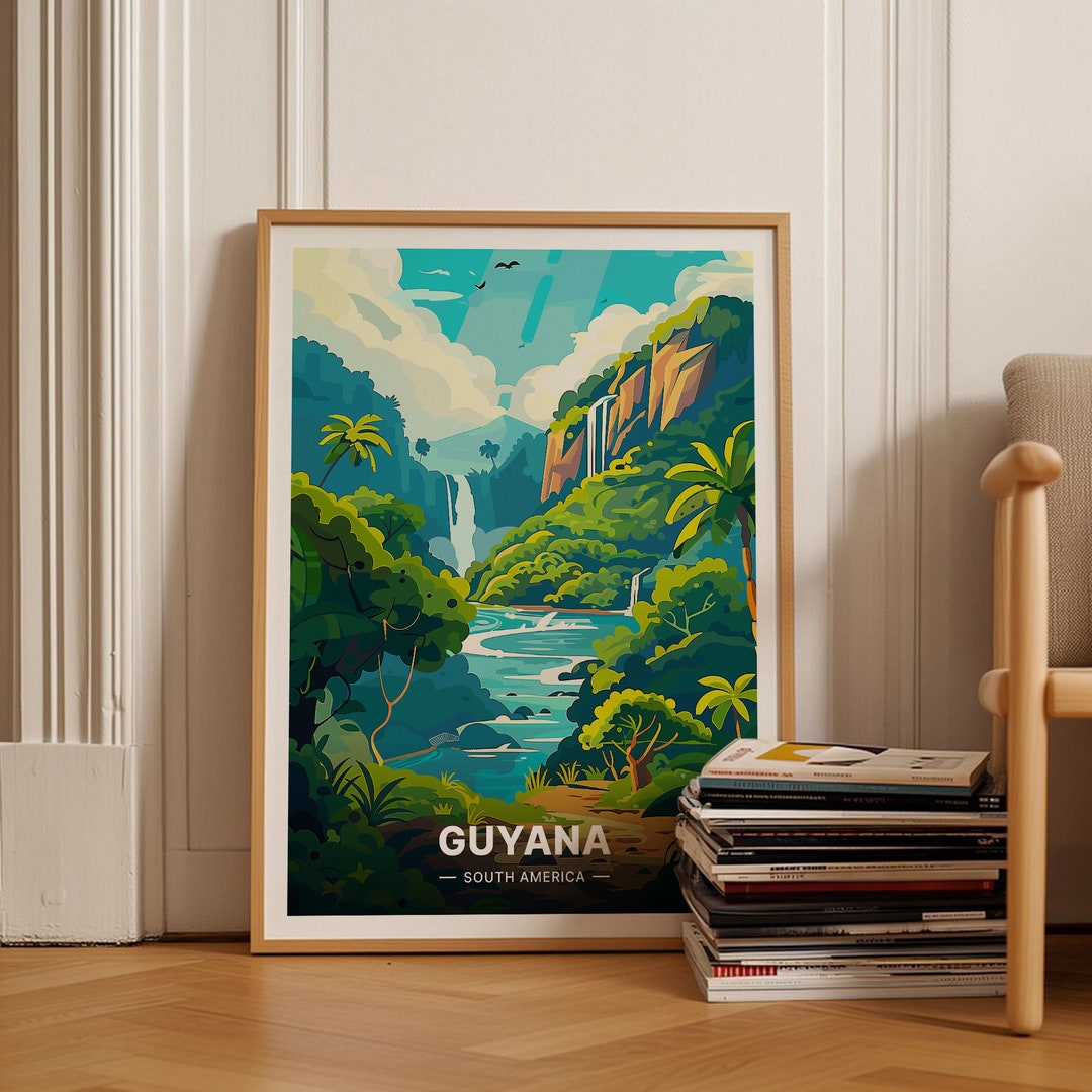 Guyana Travel Poster, South America Wall Art, Unique Wedding or ...