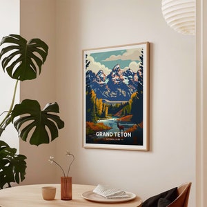 Grand Teton National Park Poster, Scenic Travel Wall Art, Ideal for ...