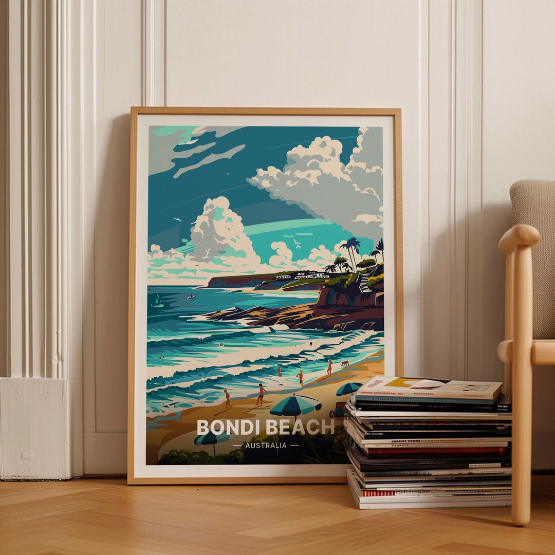 Bondi Beach Australia Travel Poster, Coastal Wall Art, C20-635 - Etsy