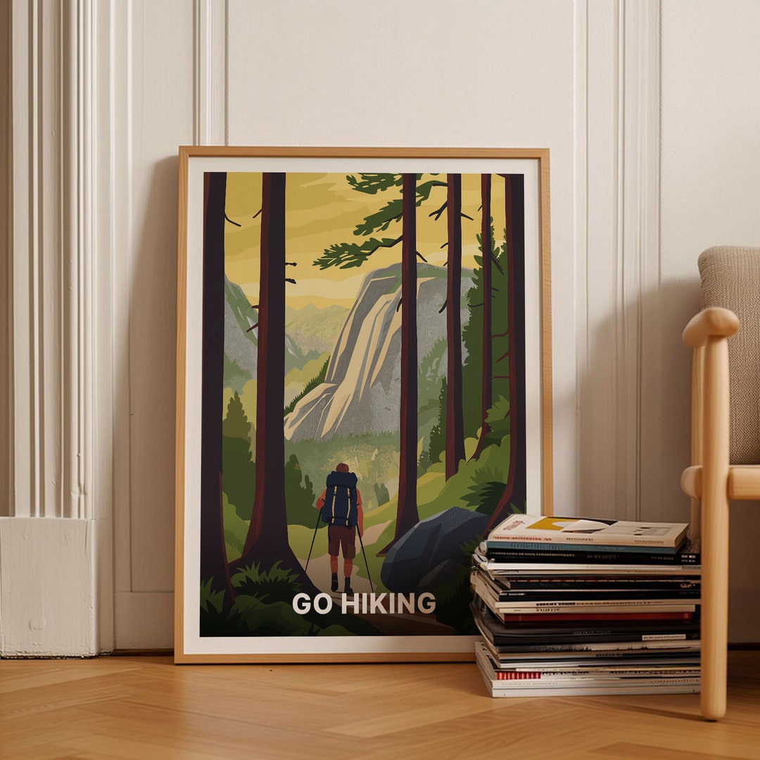 Hiking Adventure Poster, Vintage-inspired Mountain & Nature Wall Art ...
