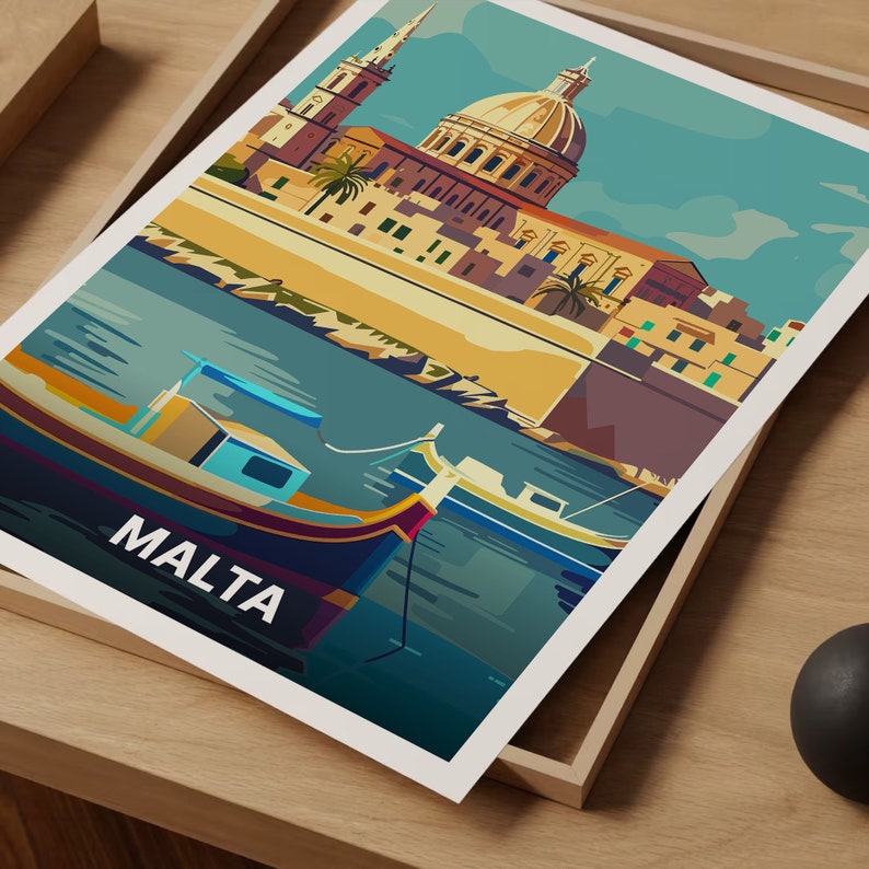Malta Valetta Coastal Print, Retro Travel Poster, C20-905 - Etsy