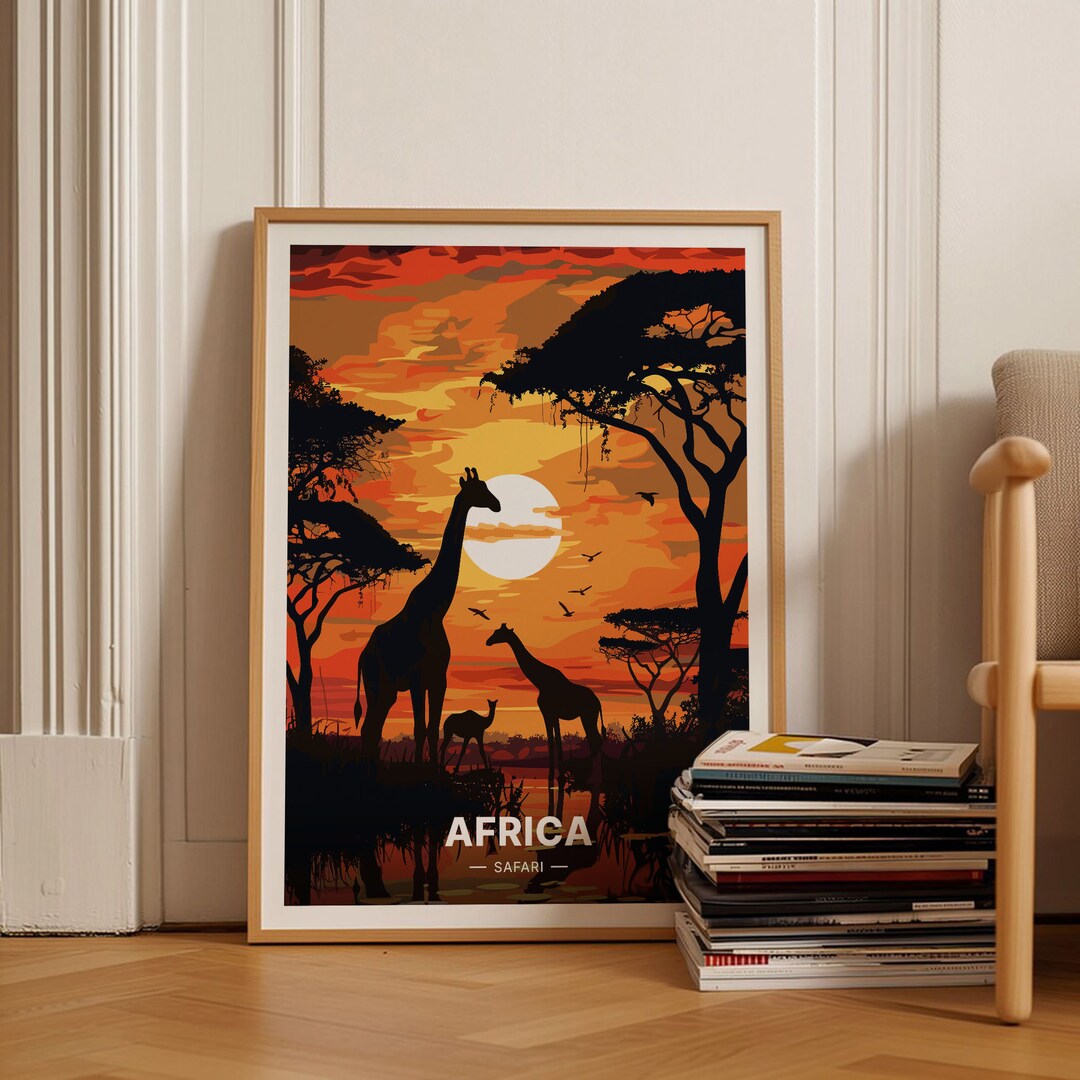 African Safari Art Print, Vibrant Travel Poster, C20-1933 - Etsy