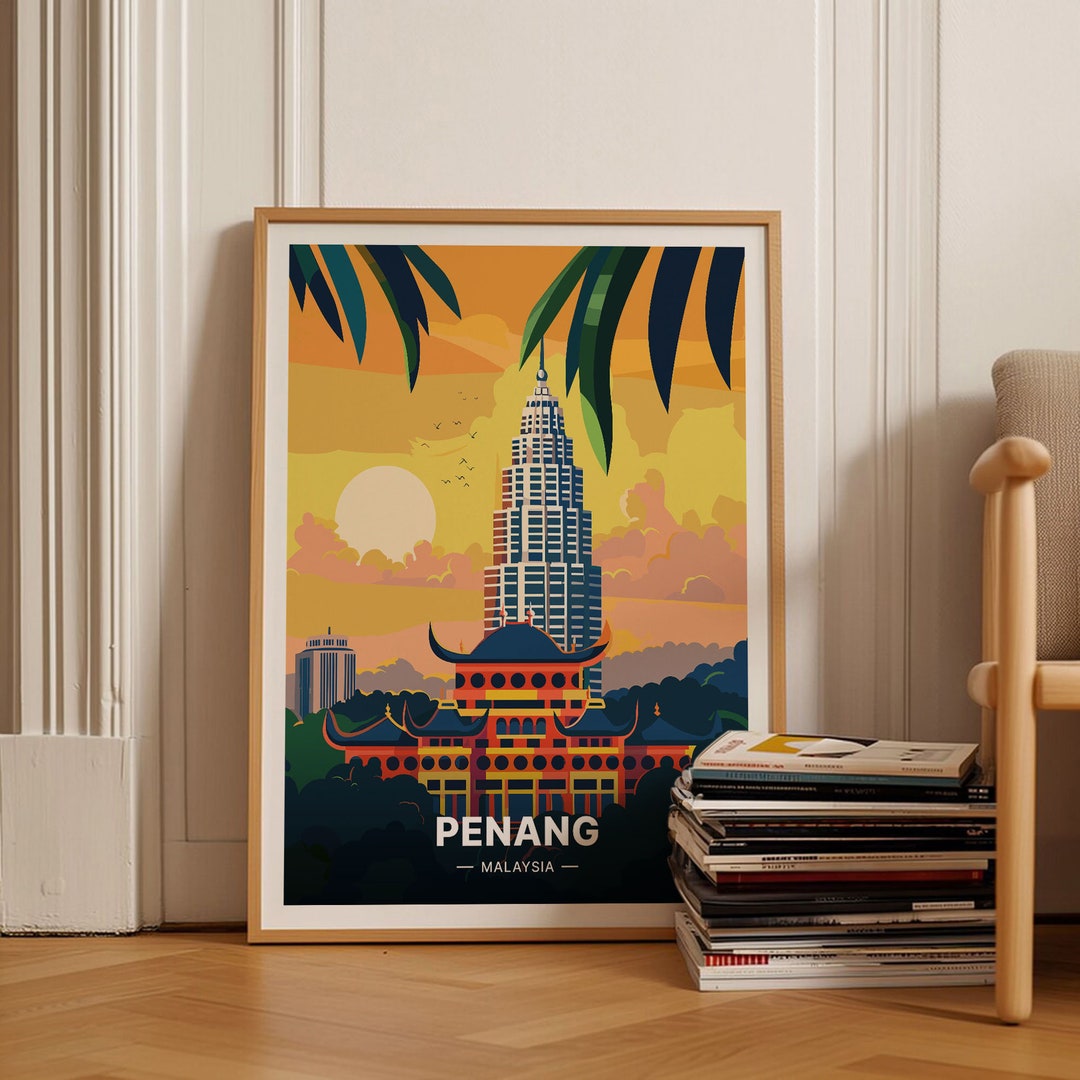 Penang Malaysia Travel Poster, Traditional Artwork, Ideal for Home ...