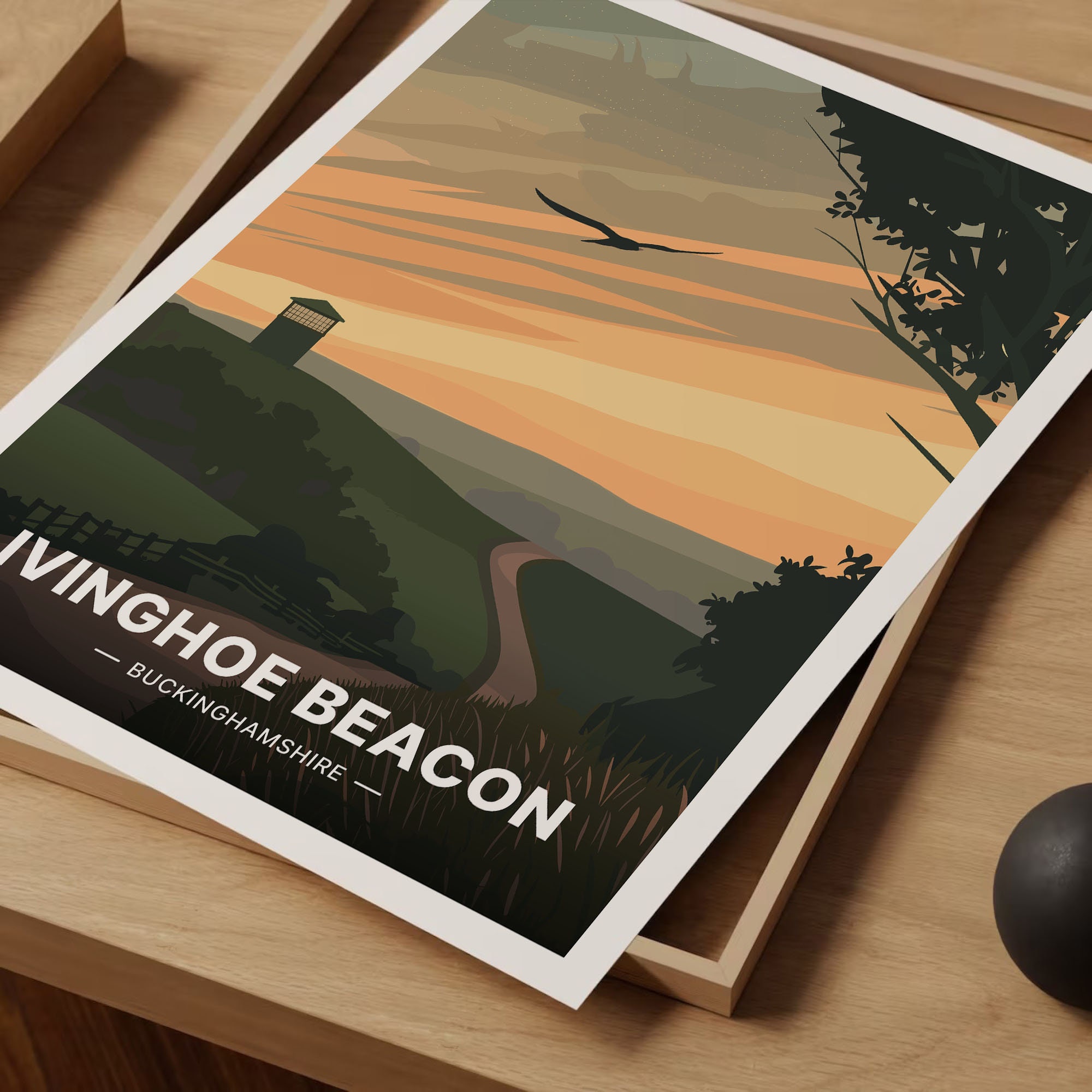 Ivinghoe Beacon Poster, Buckinghamshire & Hertfordshire Art, Chilterns ...