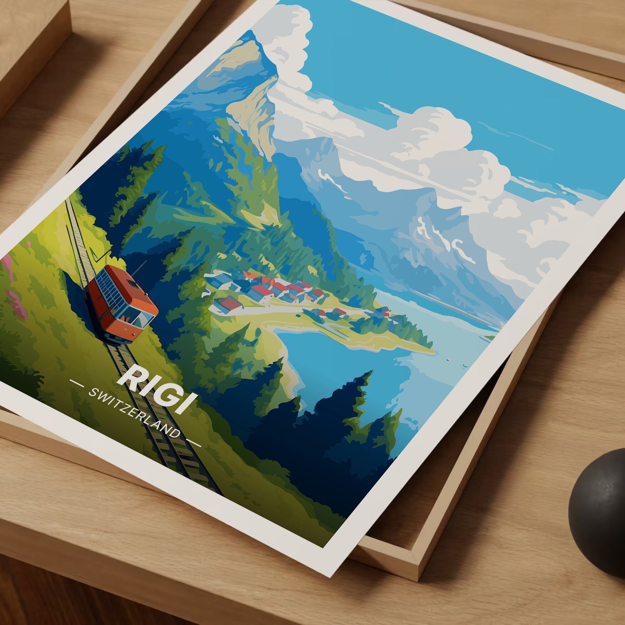 Switzerland Rigi Mountain Travel Poster, Swiss Alps Landscape Wall Art ...