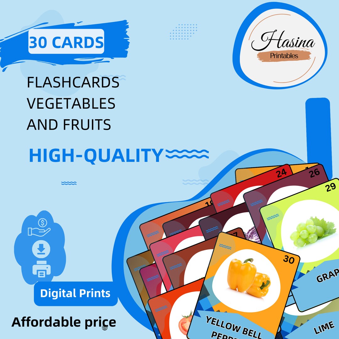 Fruits and Vegetables Flashcards Educational Preschool Learning ...