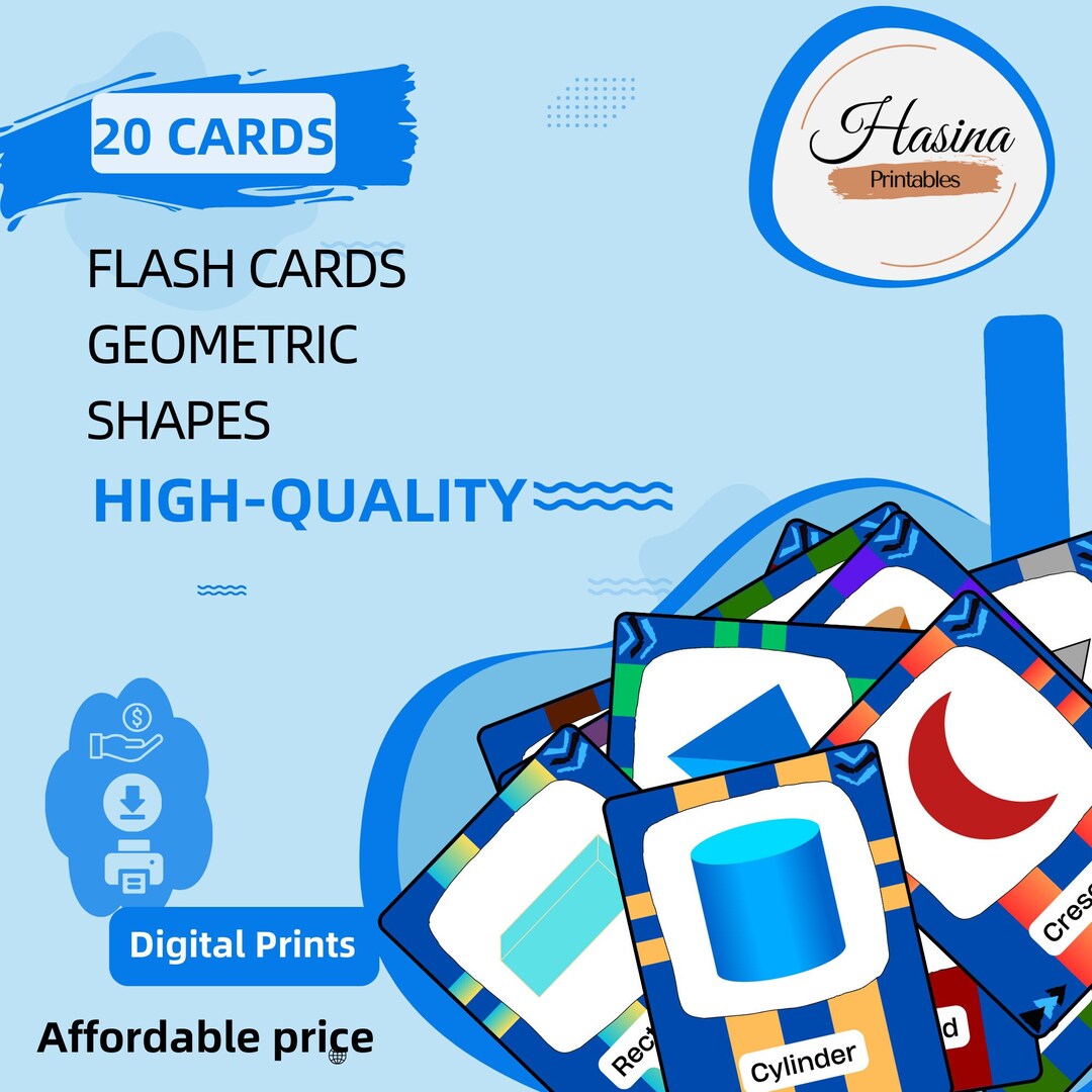 Shapes Flash Cards Educational Learning Cards Geometric Shapes ...