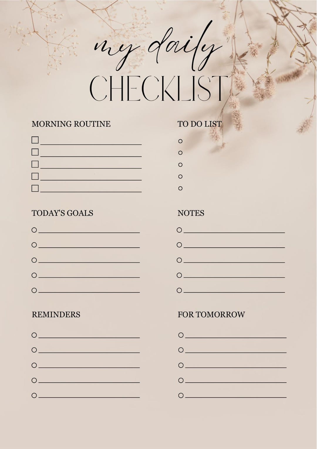 Simply Organized: Printable Daily Checklist, PDF, Daily Planner ...