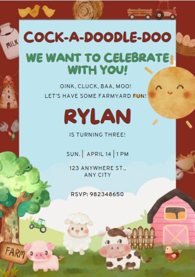 Customizable Children Birthday Party Invitation, PDF to Print, Birthday ...