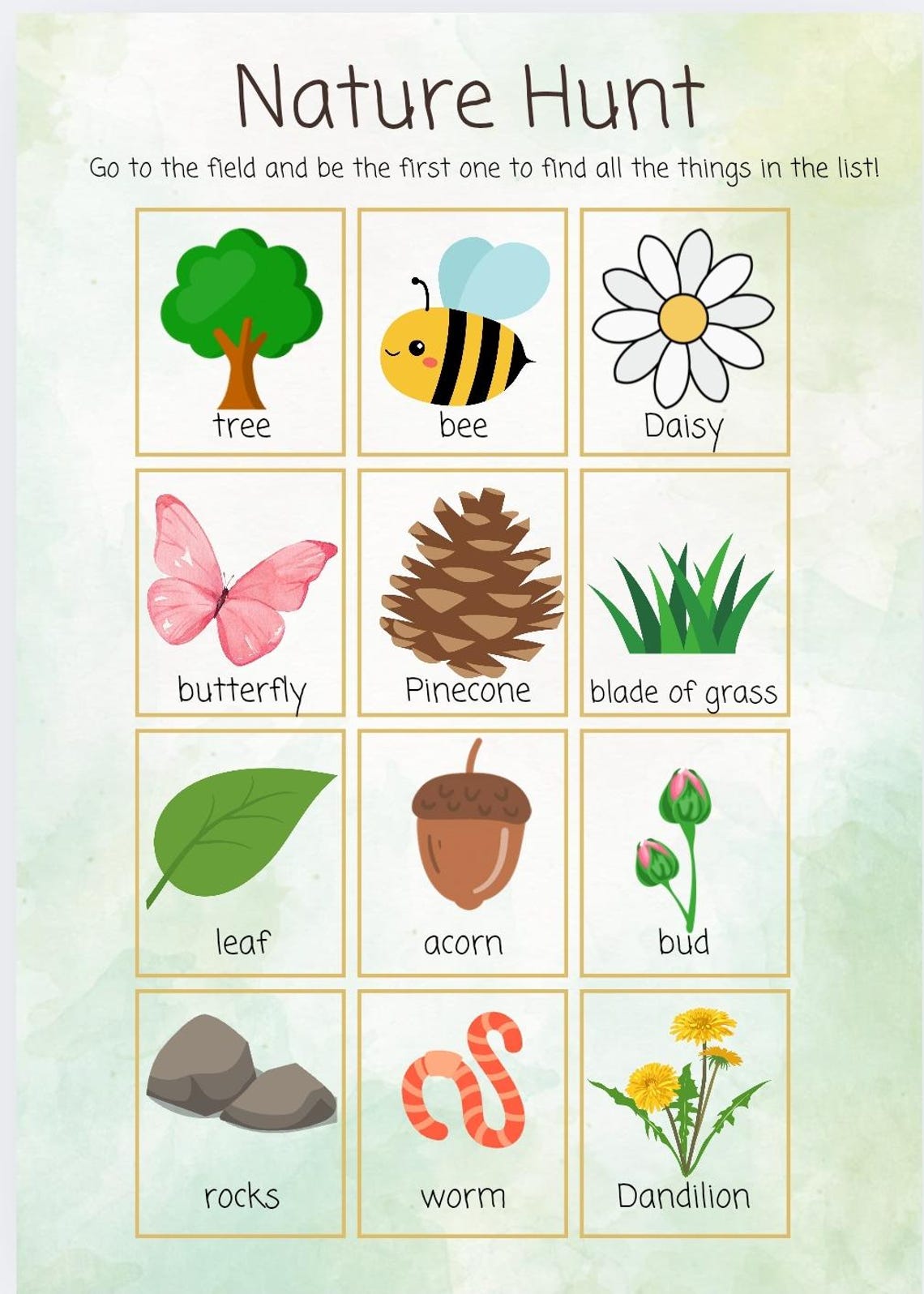 Printable Children's Spring Nature Hunt Worksheets - Fun Outdoor/indoor ...