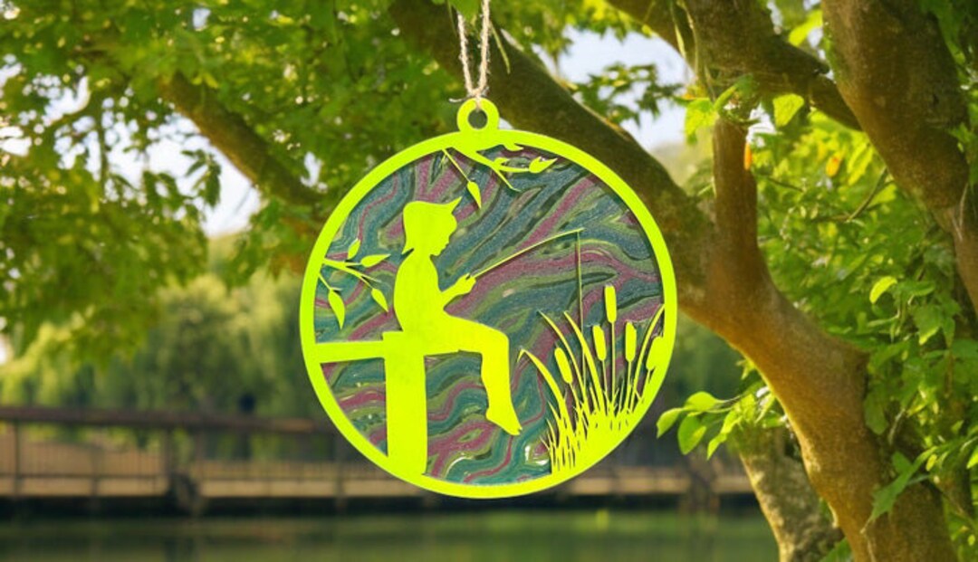 Little Boy Fishing - Laser Cut Wooden Suncatchers With Transparent ...