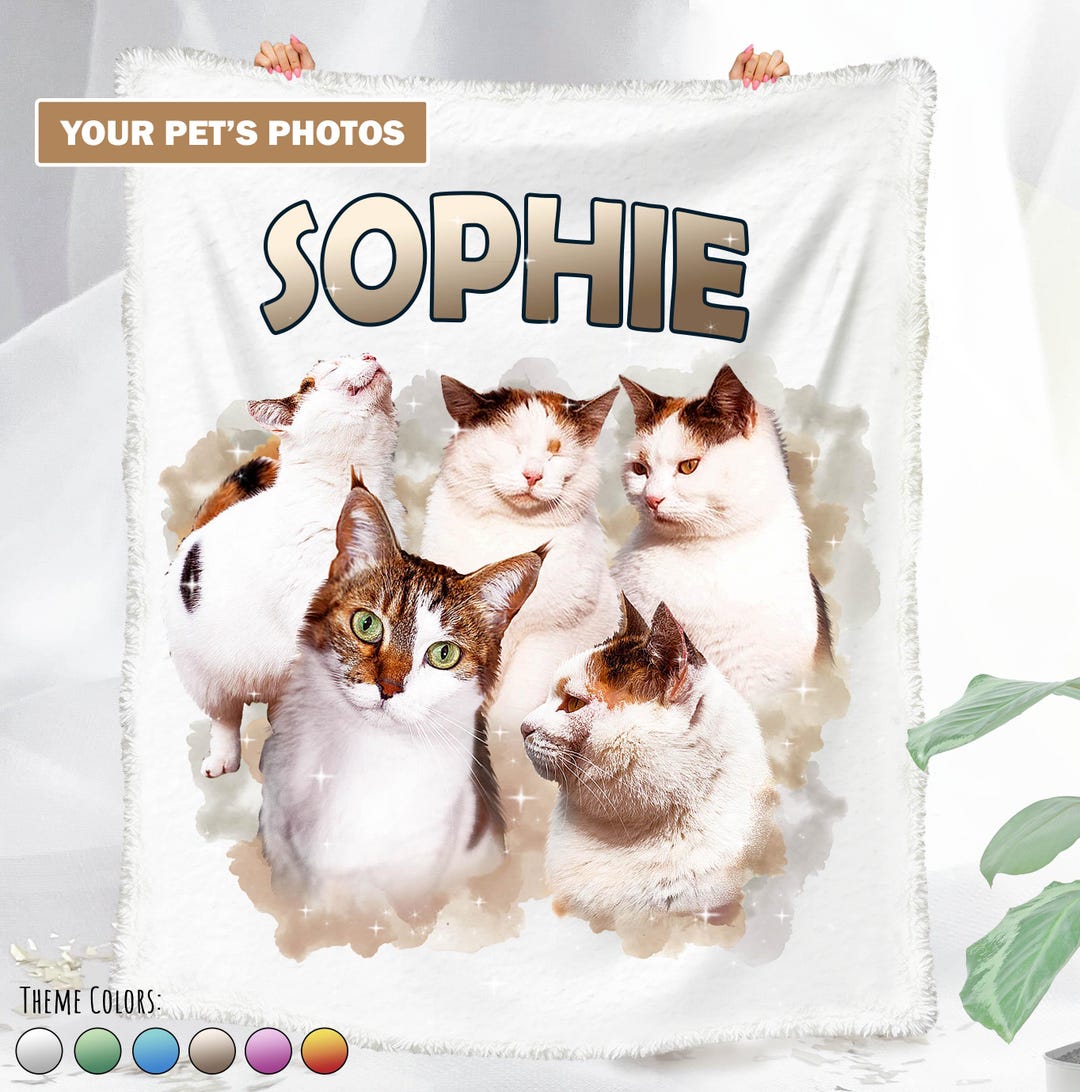 Custom Cat Blanket Using Photo Personalized Cat Face Blanket Customized ...