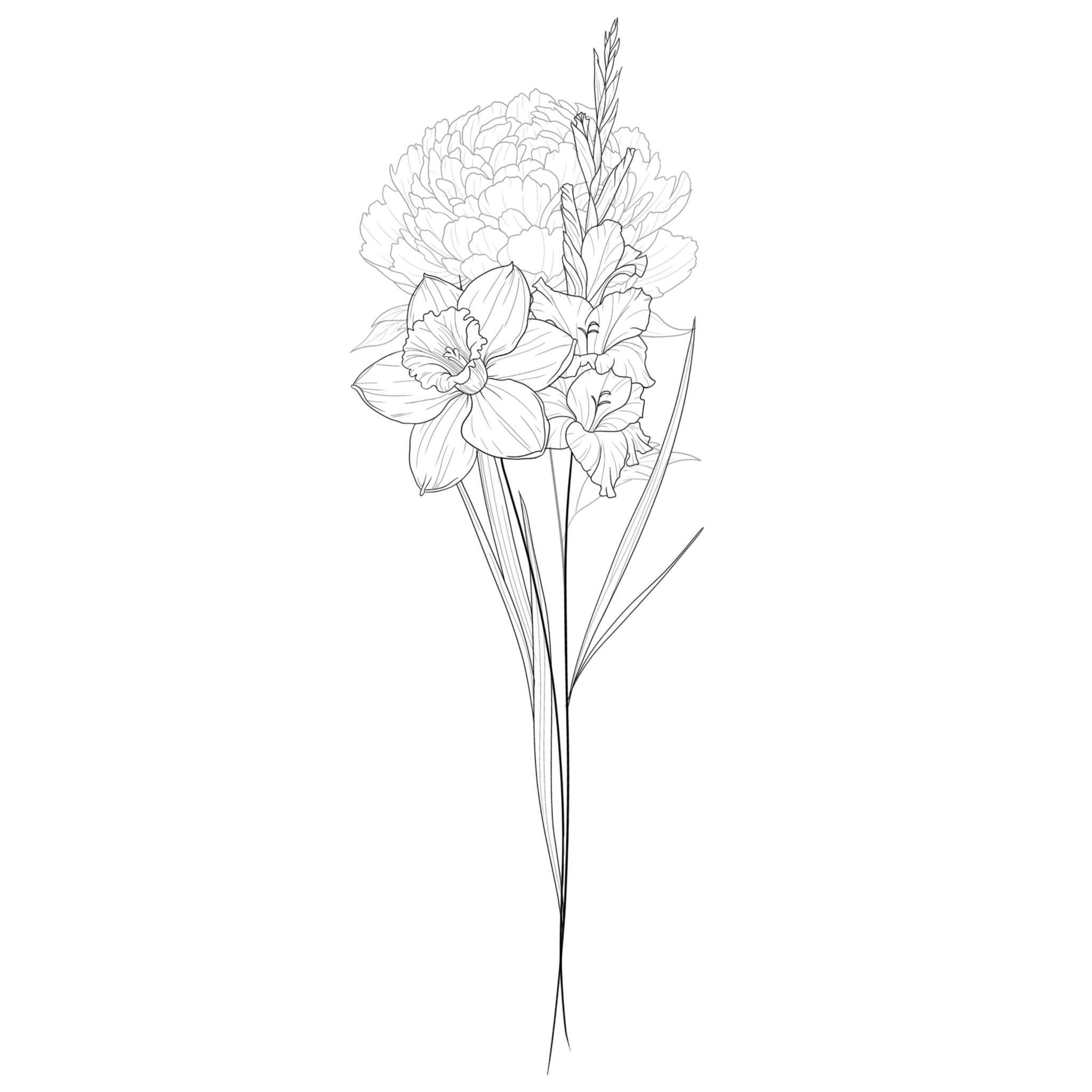 DIGITAL Custom Birth Month Flower, Minimalist Design, Birth Flowers ...