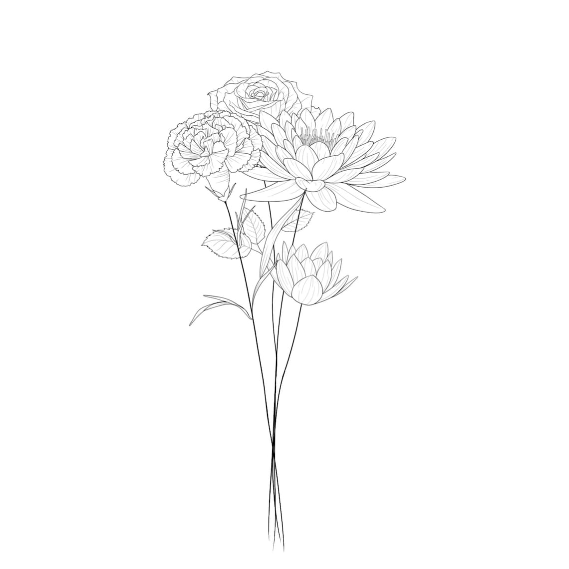 DIGITAL Custom Birth Month Flower, Minimalist Design, Birth Flowers ...