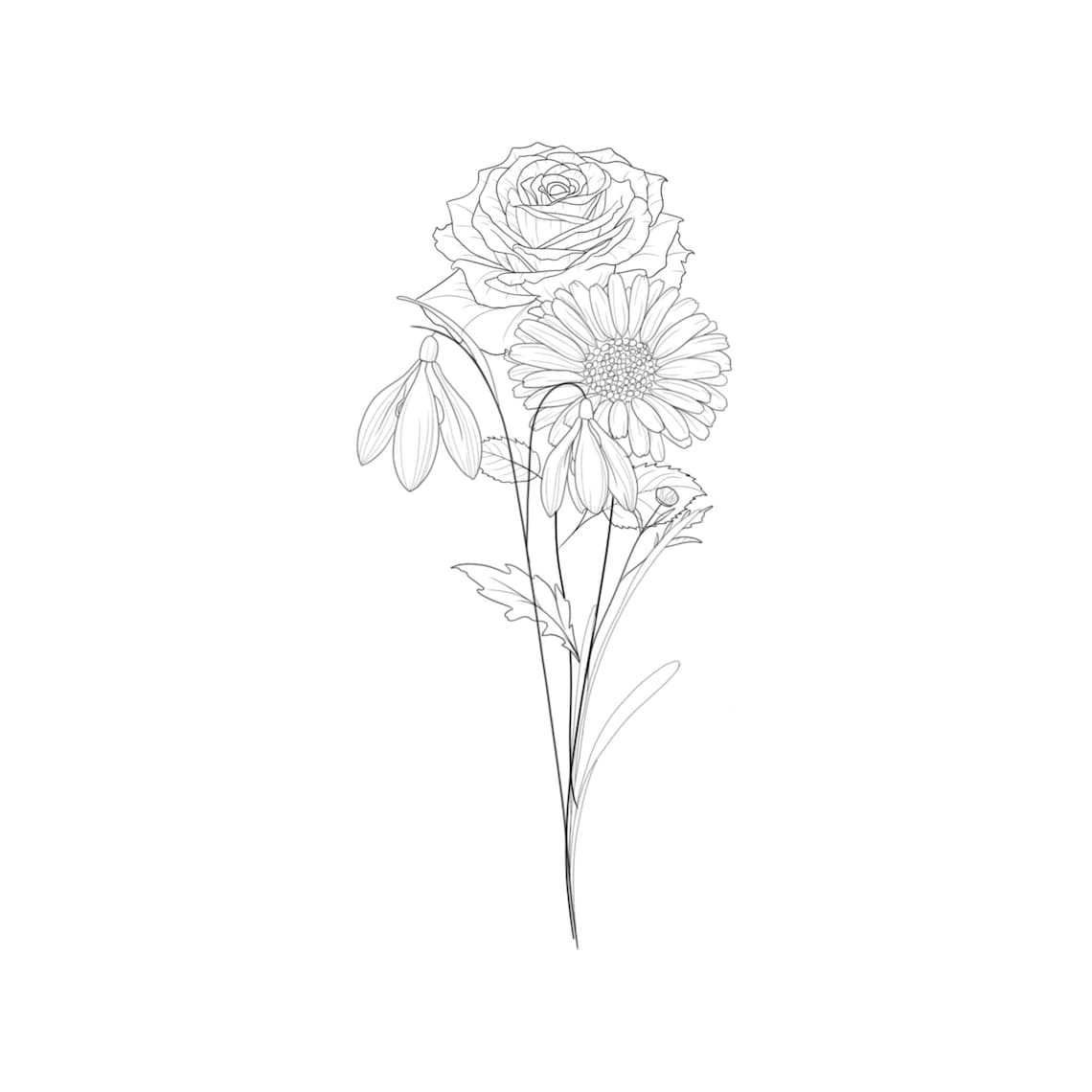 DIGITAL Custom Birth Month Flower, Minimalist Design, Birth Flowers ...