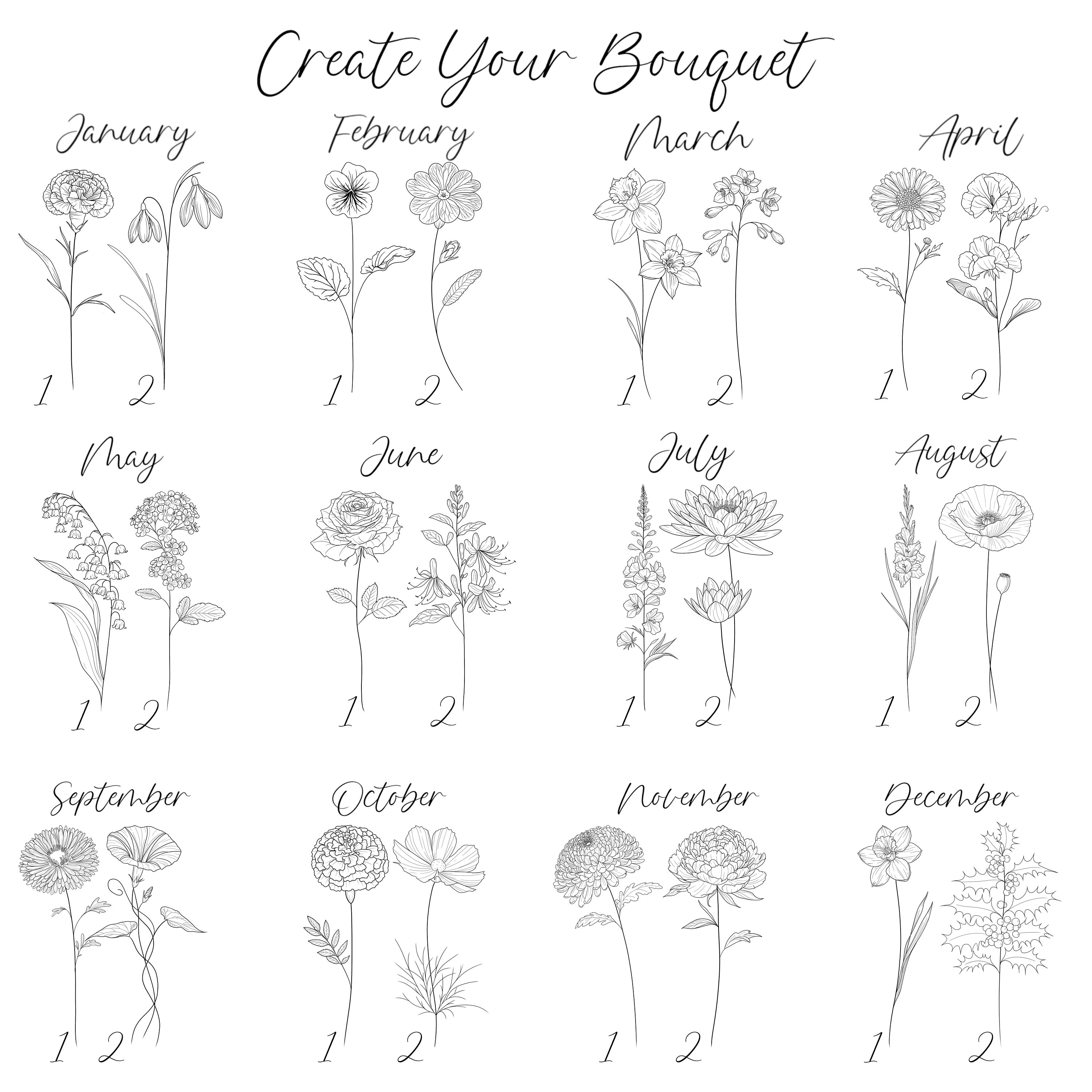 DIGITAL Custom Birth Month Flower, Minimalist Design, Birth Flowers ...