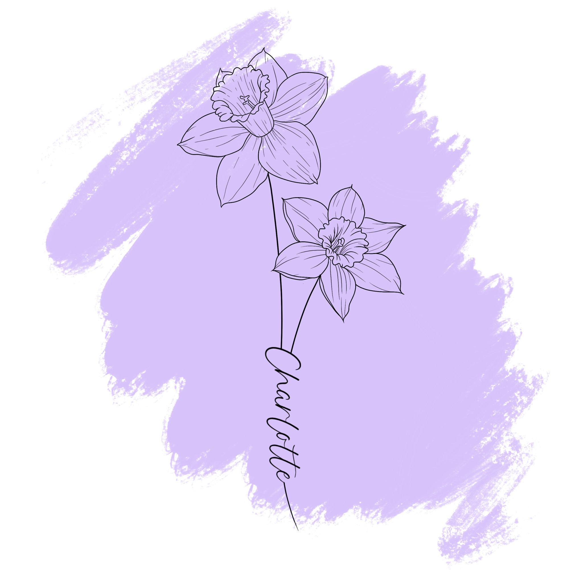 Custom Birth Flower With Name Tattoo Design Commission, Birth Month ...